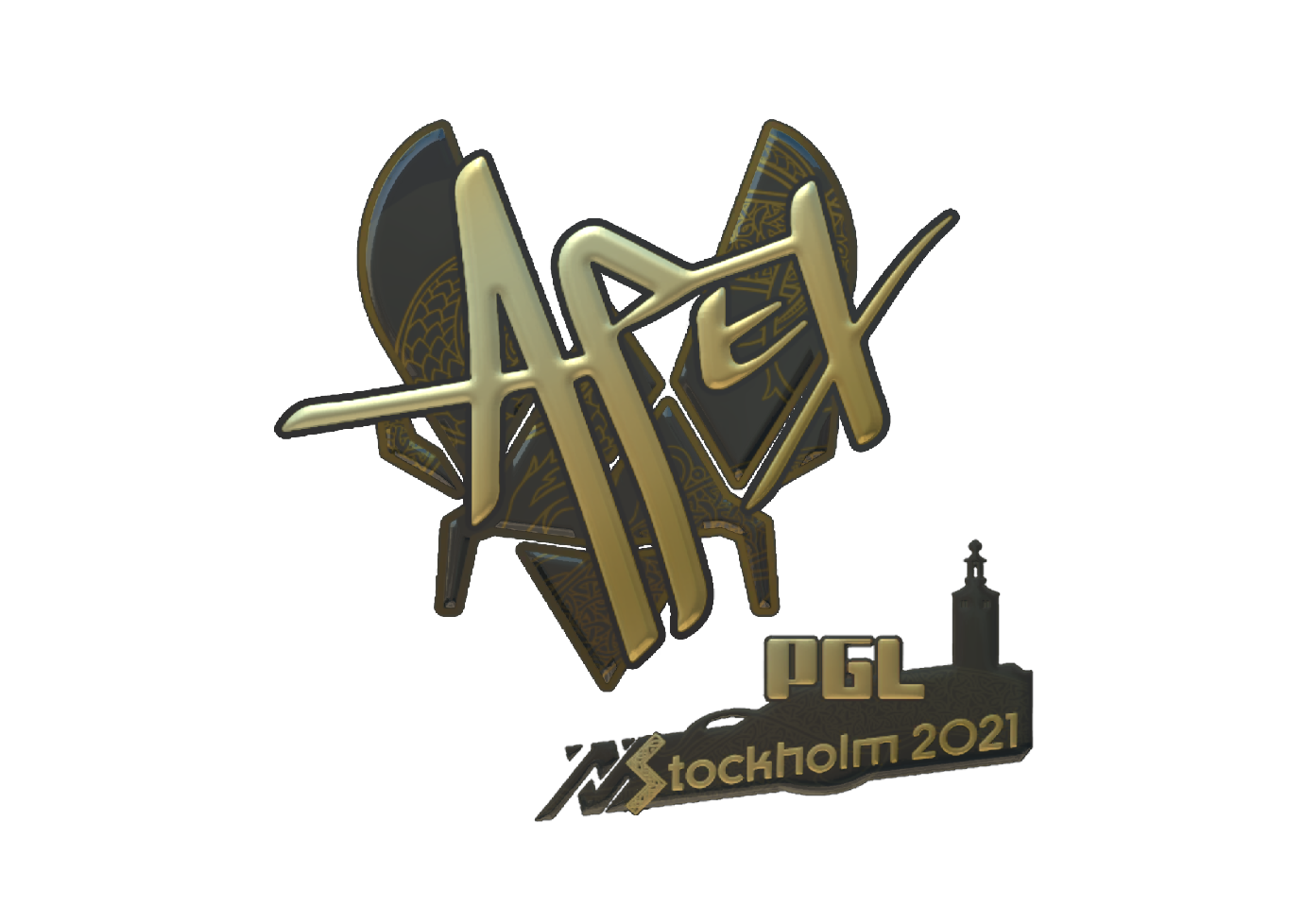 Sticker | apEX (Gold) | Stockholm 2021 — Trade CS:GO/CS2 skins on CS.MONEY